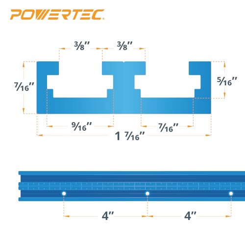 Snapklik.com : POWERTEC 71945 36 Double-Cut Profile Universal T-track