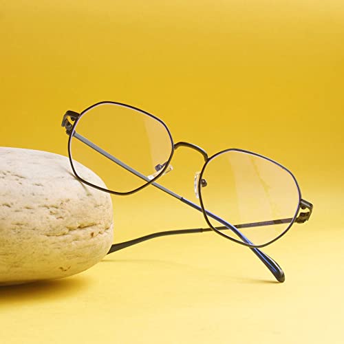 Buy Nitshwet Hexagonal Blue Cut Computer Glasses Metal Eye Frame | Zero ...