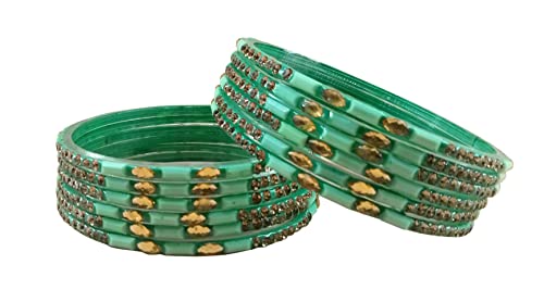 Buy The Golden Cascade Sentro Color Glass Bangles with Cutting Design ...