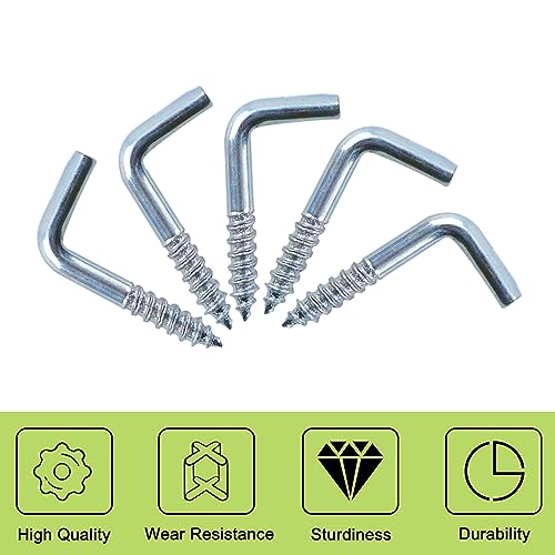 UFURMATE Screw in Hooks, 100Pcs Galvanized L Shaped Hooks Shouldered ...
