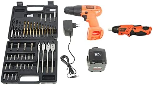 BLACK+DECKER CD121K50 12V Cordless Drill/Driver (50-Pieces) with BLACK ...