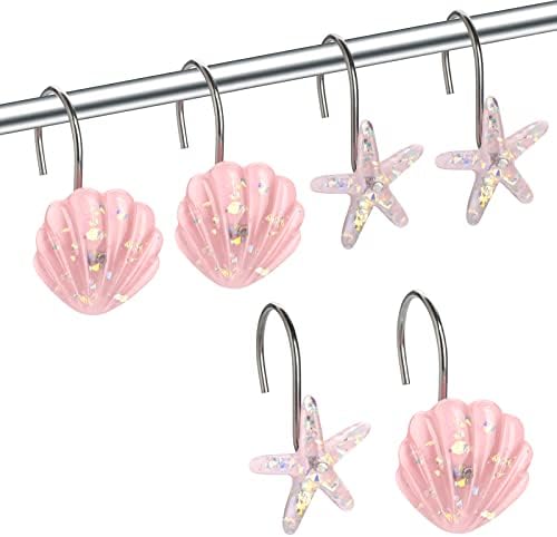 Amazon.com: OIPKKUI Seashell Shower Curtain Hooks, 12PCS Stainless ...