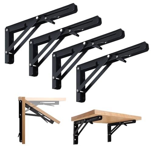LONGHEXIN Shelf Brackets Heavy Duty, Folding Shelf Bracket, 10inch Set ...