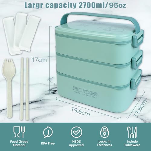 Snapklik.com : Bento Box Adult Lunch Box, 3 Layers Lunch Containers For ...