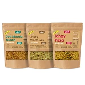 Aru's Premium Desi Masala Munch + Crispy Millets Mix + Tangy Pizza Combo (200g x 3, 600g ...