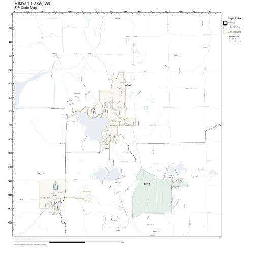 ZIP Code Wall Map of Elkhart Lake, WI ZIP Code Map Laminated: Amazon ...