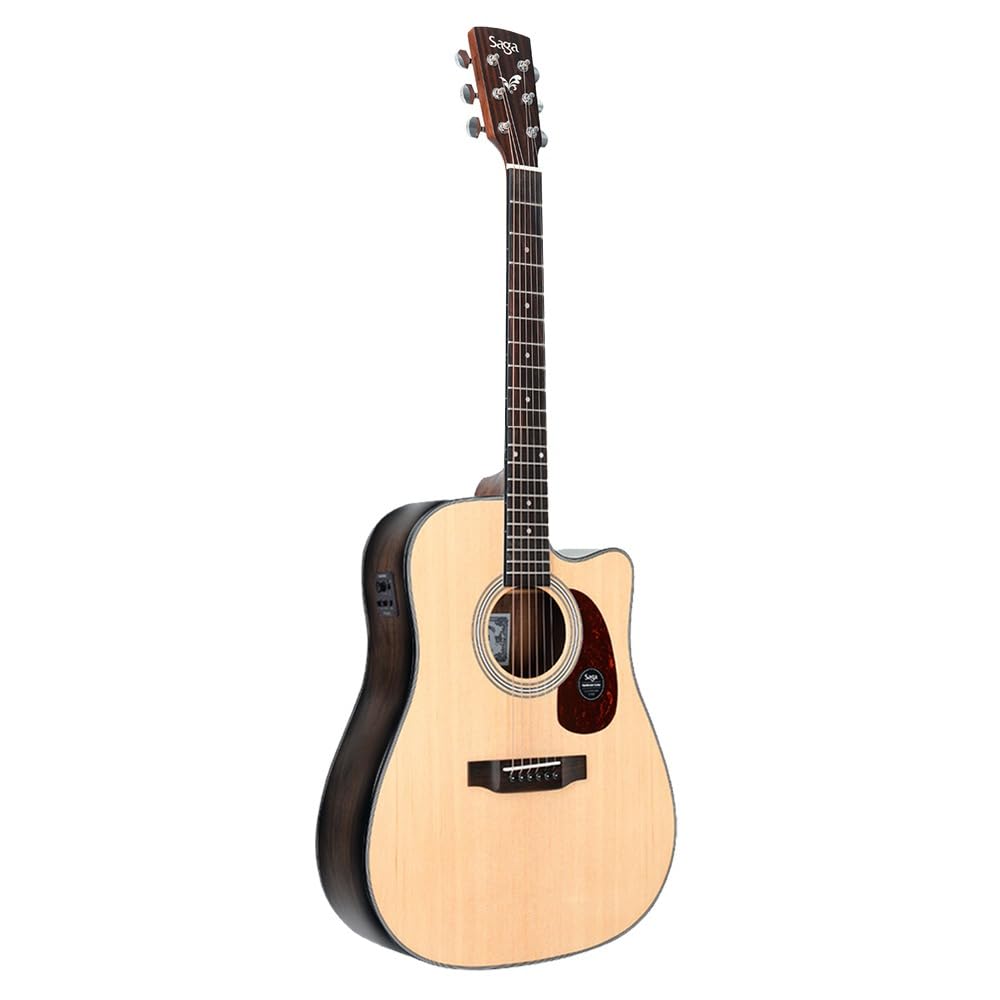 Saga SF-800CE (Wallnut Brust) Dreadnought Cutaway Electro-Acoustic ...