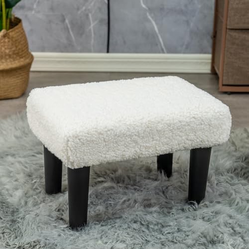 CAROLMADE 15” Ottoman Foot Rest, Sherpa Small Ottoman Foot Stool with ...