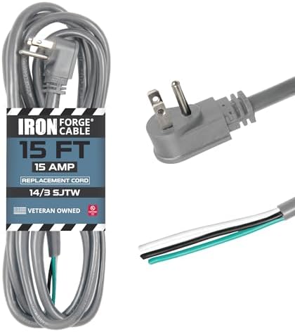 Amazon.com: Iron Forge Cable 15 Foot Slim Plug Head Replacement Power ...