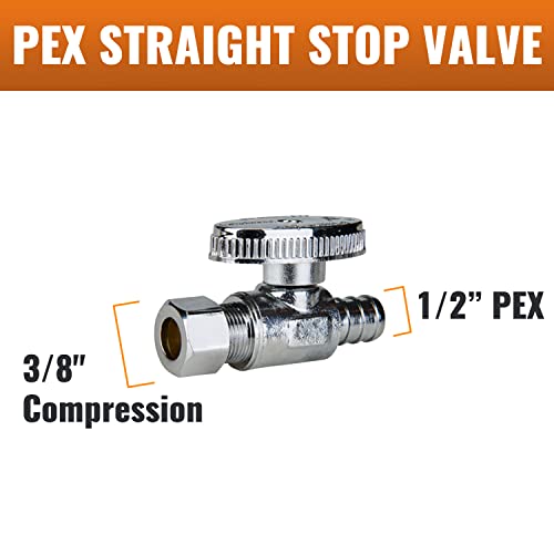 Snapklik.com : 12-Pack 1/2 Pex Straight Stop Valve, 3/8 OD Compression ...