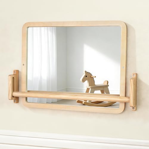 Amazon.com: Brezlio Montessori Mirror with Bar – Adjustable Baby Pull ...