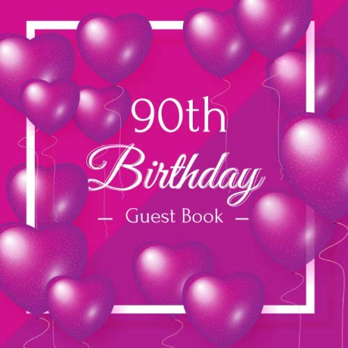 90th Birthday Guest Book: Purple Hearts Idea Celebration Bday Party ...