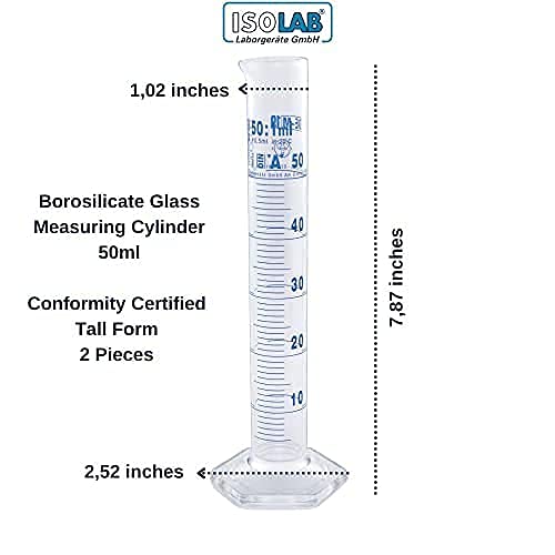 ISOLAB – Measuring Cylinder 50ml – Class A – Tall Form – Borosilicate 3 ...