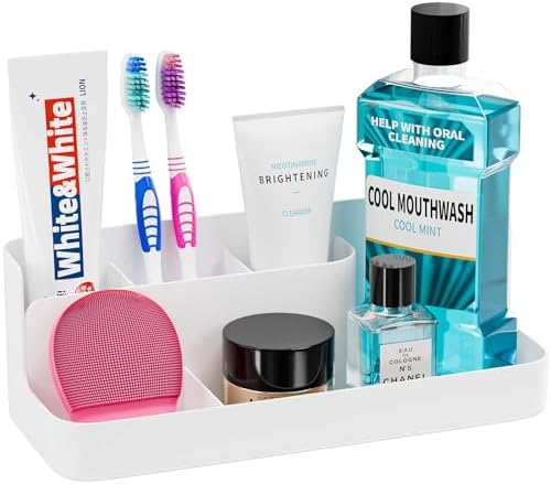 Amazon.com: mDesign Plated Toothbrush and Toothpaste Holder, Storage ...