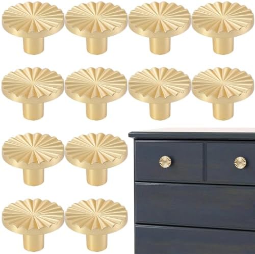 AddLotLot 12 PCS Gold Cabinet knobs Round Gold Cabinet Knobs Kitchen ...