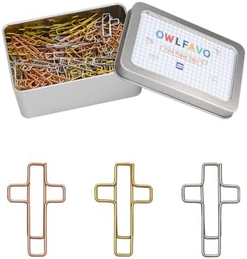 Amazon.com : 100 Pieces Cross Paper Clips with Clear Plastic Box, Gold ...
