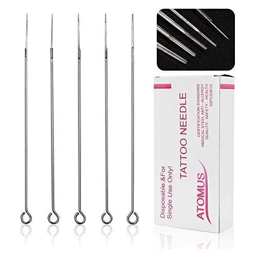 ATOMUS 50pcs Mixed Tattoo Needles 1RL 3RL 5RL 7RL 9RL Disposable ...