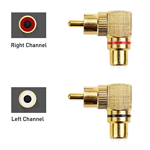 Cable Matters 2-Pack Right Angle RCA Adapter, 90 Degree RCA Adapter ...