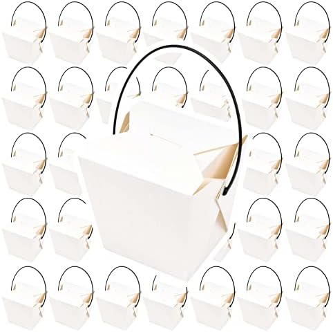 Amazon.com: TAICHEUT 100 Pack 26oz Chinese Take Out Boxes, White Kraft ...