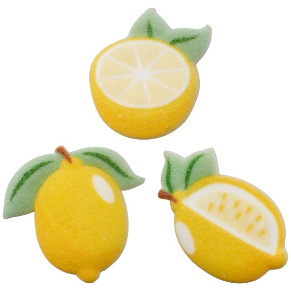 Amazon.com: Lemon Shape Edible Sugar Cake Toppers, 12 Count : Grocery ...