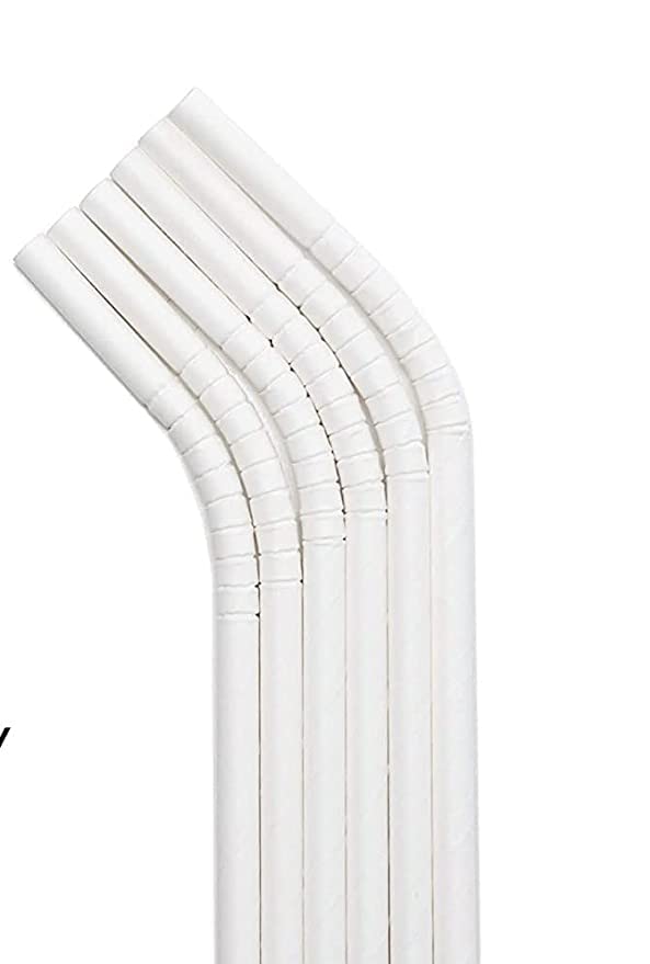 TRABZONE Green -Unique Quality Flexible Paper Straws for Drinking 7.75 ...