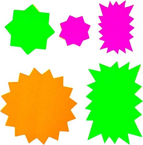 Neon Assorted Fluorescent Stars Display Card - Pack of 50 - Mixed ...