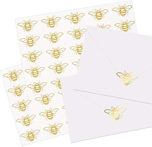 Amazon.com: Whaline 500Pcs Bee Stickers Gold Foil Envelope Seal ...