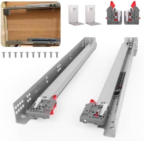 ZHUOJUN 1 Pair Soft Close Undermount Drawer Slides 12 15 18 21 24 Inch ...