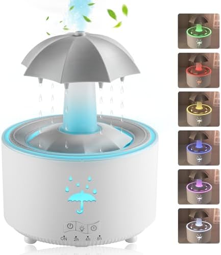 Amazon.com: Rain Humidifier Water Drip,Mushroom Essential Oil Diffuser ...
