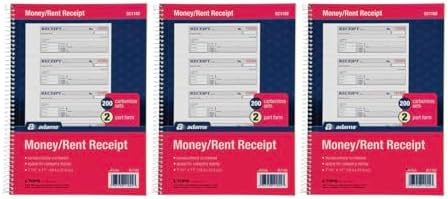 Amazon.com : 3 Pack Adams' Money and Rent Receipt Book, 2-Part ...