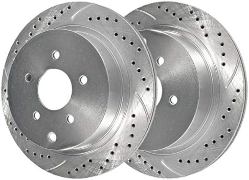Amazon.com: AutoShack Rear Drilled Slotted Brake Rotors Silver Pair of 2 Driver and Passenger ...