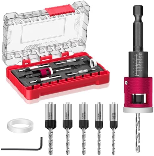 BURMONG 5 tlg Senkbohrer Set mit einstellbarem Tiefenanschlag, 1/4 ...