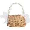 Amazon.com: Wicker Rattan Flower Girl Basket Rustic Wedding Flower Girl ...