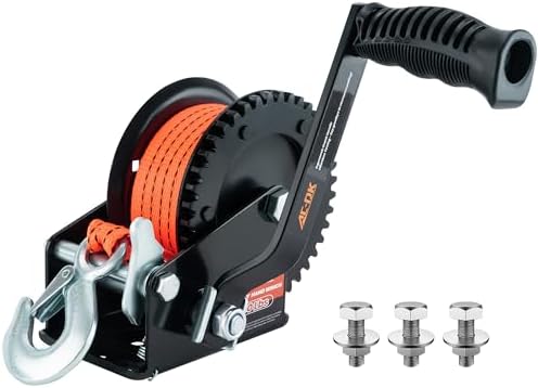 Amazon.com: AC-DK 600lbs Heavy Duty Boat Trailer Winch with 19FT Strap ...