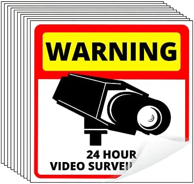 Amazon.com: DGBDPACK Camera Sign Sticker - 10 Pack 4.5"x 4.5" 24 Hours ...