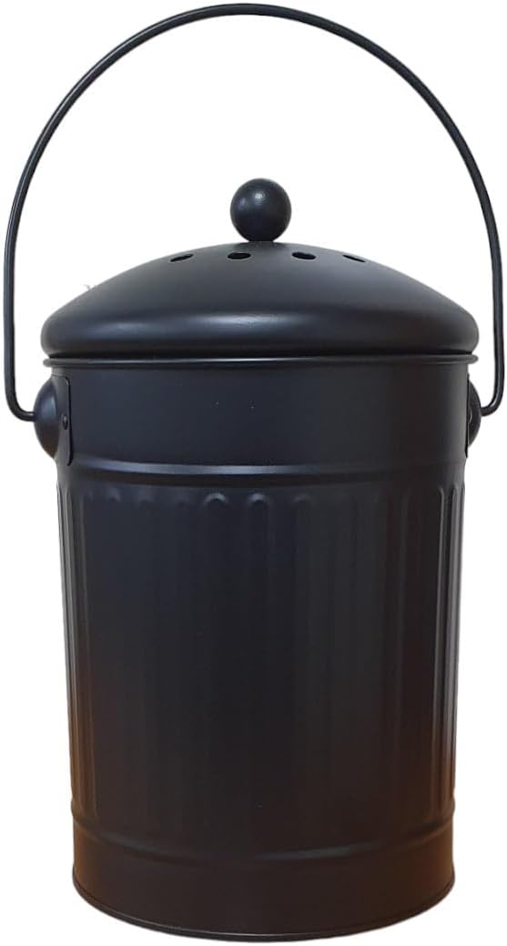 Light Blue Metal Kitchen Compost Caddy - Composting Bin for Food Waste ...