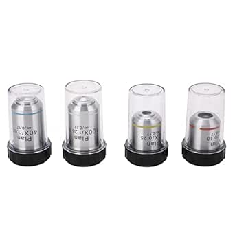 Microscope Objective Lens Set, 4X 10X 40X 100X Universal 20.2mm ...
