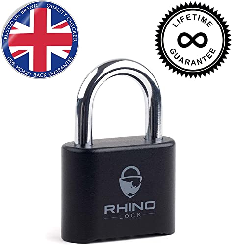 Rhino Lock Secure Lock – Black 4 Digit Combination Padlock for Gym ...