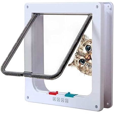 Amazon.com: RIKOUNAN Medium Cat Door with 4 Way Locking, Quiet Cat Flap ...