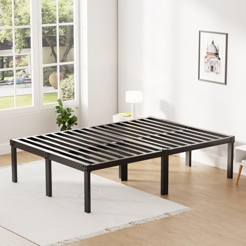 FDW Bed Frame Metal Platform Bed Frame 18 Inch High Mattress Foundation ...