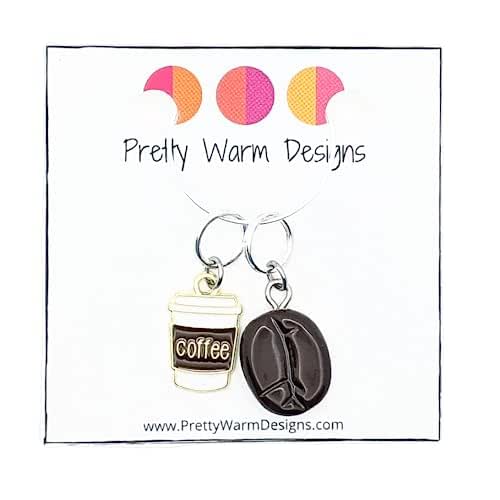 Amazon.com: Coffee + Bean Stitch Markers Knitting | Handmade by Pretty ...