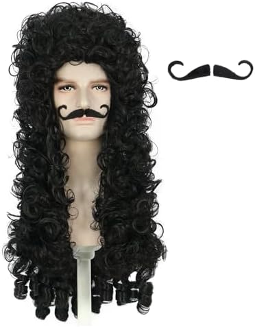 Amazon.com: Men's Pirate Captain Hook Costume Wig | Long & Curly Black ...