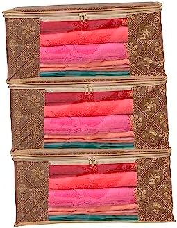Perpetual Saree Organizer For Wardrobe - Foldable Saree Covers With Zip ...