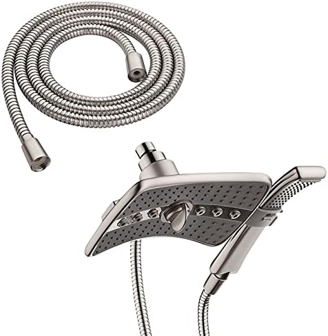 BRIGHT SHOWERS Brushed nickel Shower heads combo and Matching 79 Inches ...
