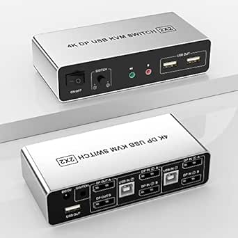 Amazon.com: DisplayPort KVM Switch Dual Monitors for 2 Computers 4K ...