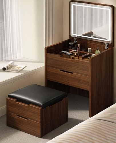 Amazon.com: 24" Makeup Vanity Desk with Flip Top Mirror and Light, 3 In ...