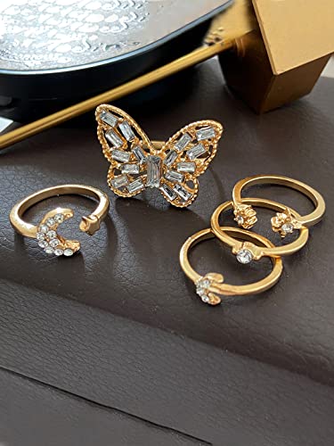 Yellow Chimes Ring For Women Gold Plated Combo Of Adjustable Finger ...