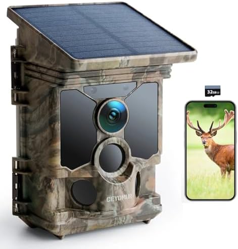 MAXDONE Wildlife Camera WiFi Bluetooth with APP, 48MP 30FPS Solar Trail ...