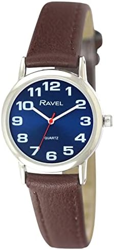 Ravel Women's Easy Read Watch with Big Numbers - Brown/Silver Tone ...