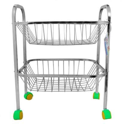 Buy Two Shelf Stainless Steel Square Pipe Trolley Online at Low Prices ...